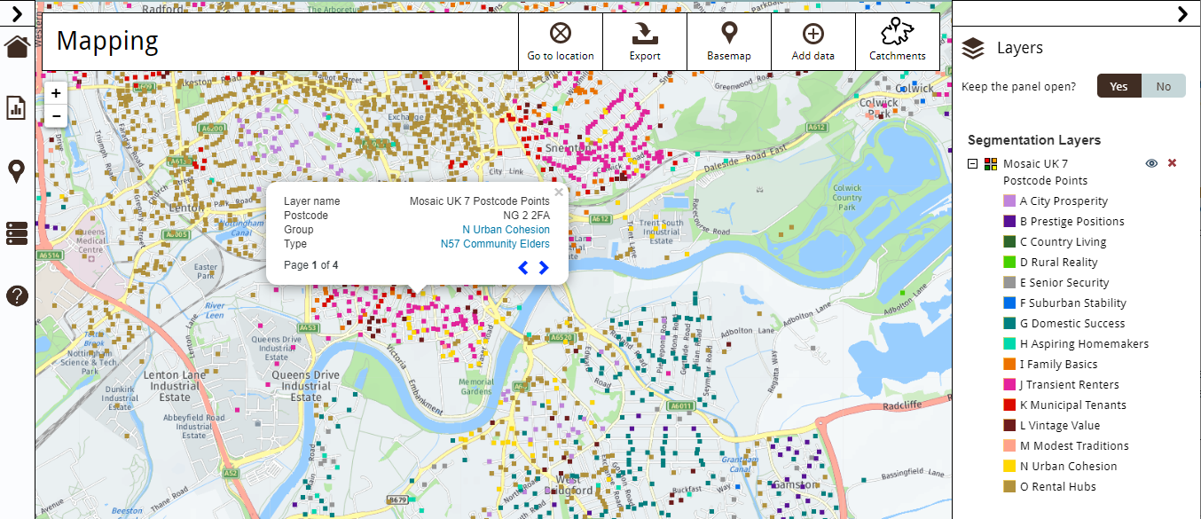 Investigate an area on the map
